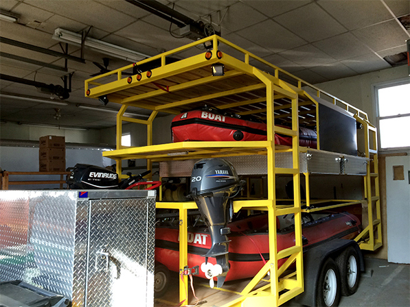 20' Rescue Boat Trailer with 2 Inflatable Boats and 3 Motors | Used ...