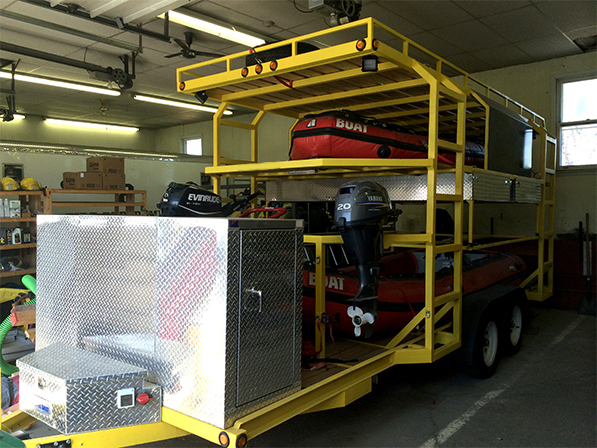 20' Rescue Boat Trailer with 2 Inflatable Boats and 3 Motors | Used ...