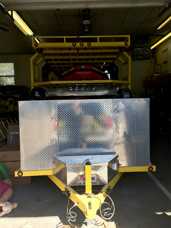 20' Rescue Boat Trailer with 2 Inflatable Boats and 3 Motors | Used ...