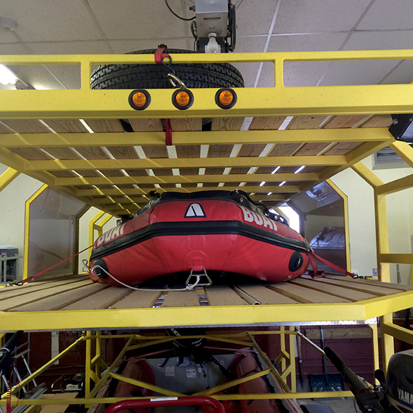 20' Rescue Boat Trailer with 2 Inflatable Boats and 3 Motors | Used ...