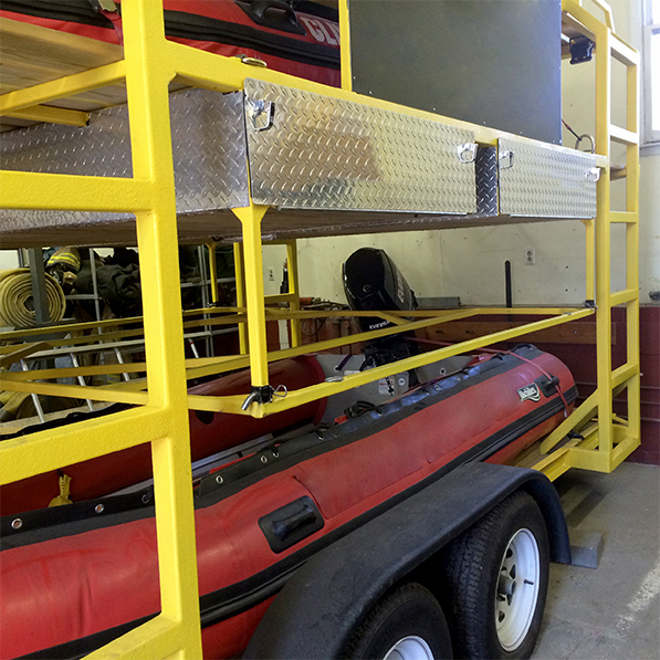 20' Rescue Boat Trailer with 2 Inflatable Boats and 3 Motors | Used ...
