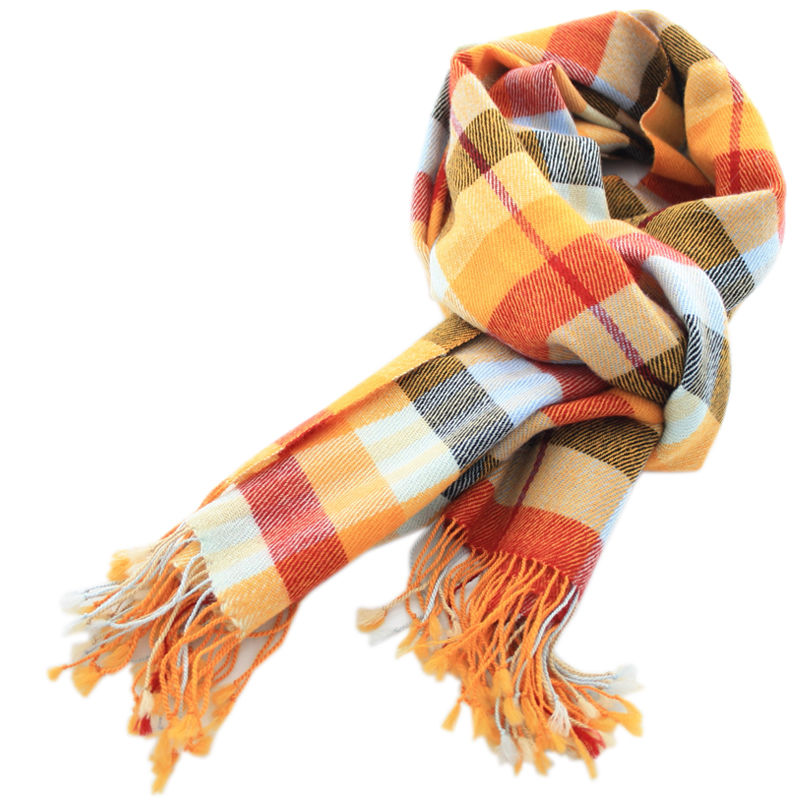 Home Scarves Large Checks Cashmere Scarf