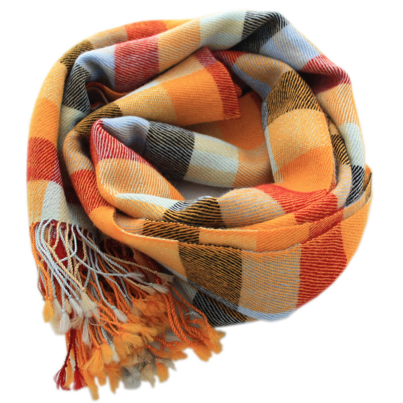 Large Checks Cashmere Scarf