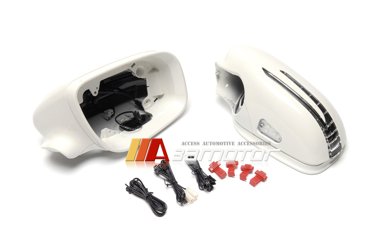 White Arrow Type LED Side Mirrors Set fits 06-09 Mercedes W211 Facelift ...