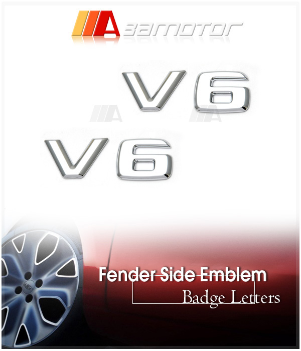 2x 3D V6 Chrome Side Emblem Letter Badge Decal Sticker fits Mercedes ...