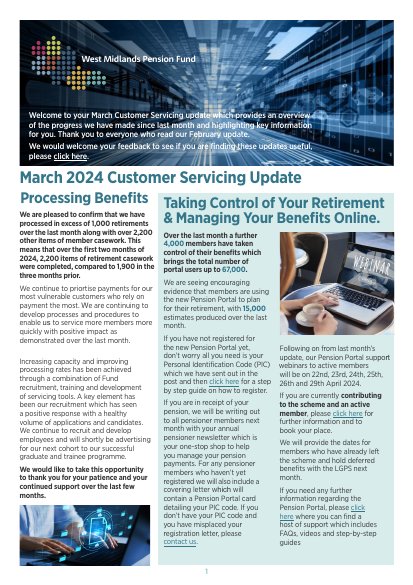 March 2024 - Customer Servicing Update