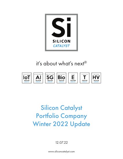 Silicon Catalyst Portfolio Company Winter 2022 Update