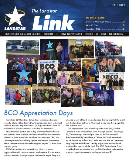 The Landstar LINK newsletter - 2022 Fall issue