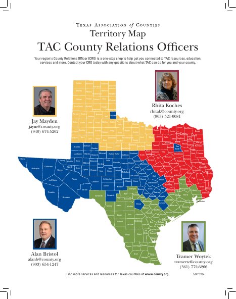 TAC County Relations Officers Map
