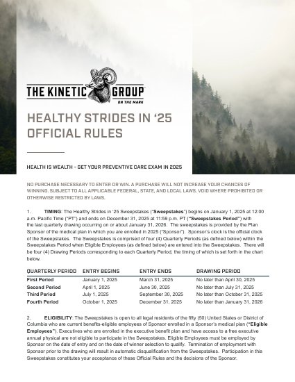 The Kinetic Group Healthy Strides in 25 Official Rules