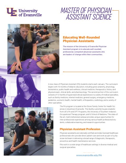 Master of Physician Assistant Science Brochure