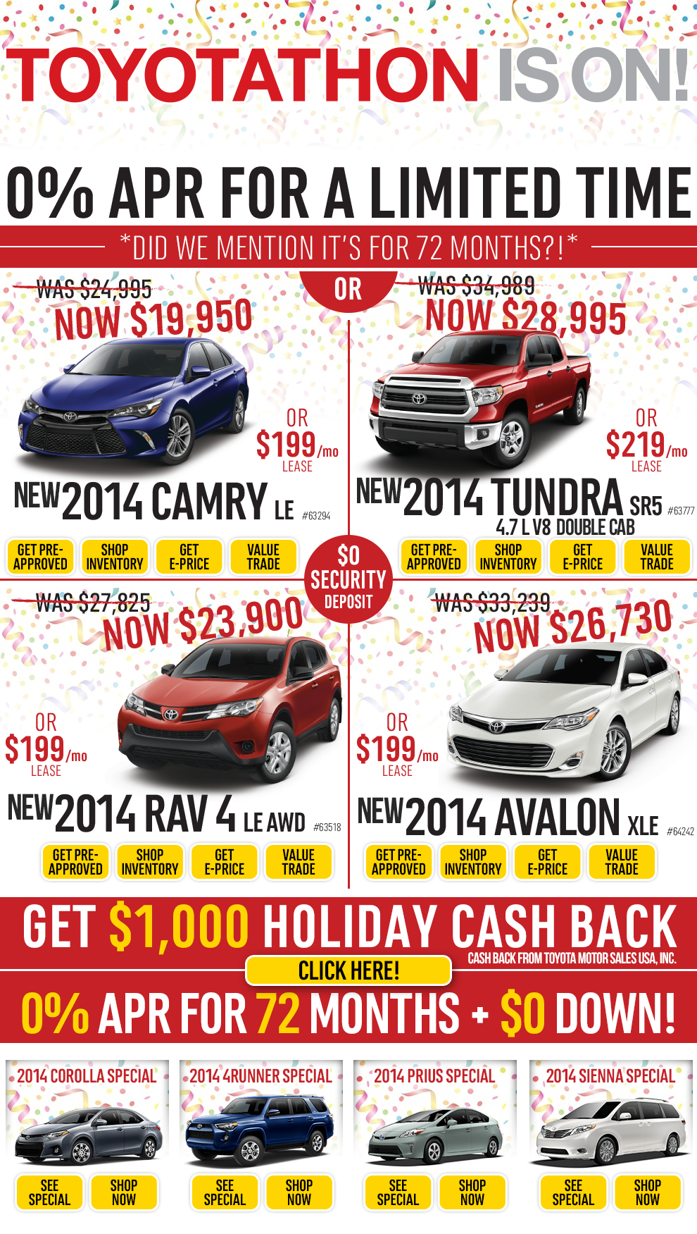 Wichita Toyotathon Event Specials | Kansas Car Purchase & Lease Offers
