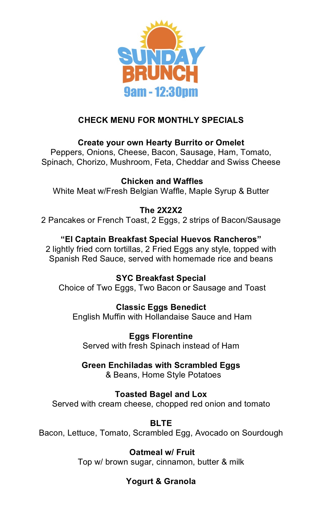 Sunday Brunch - Events - Shoreline Yacht Club