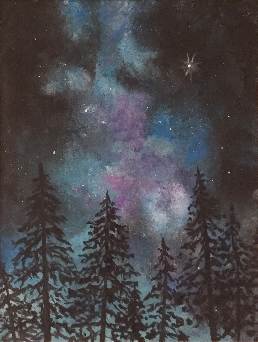 Step By Step Acrylic: Starry Night Silhouette taught by Tracy Ann ...