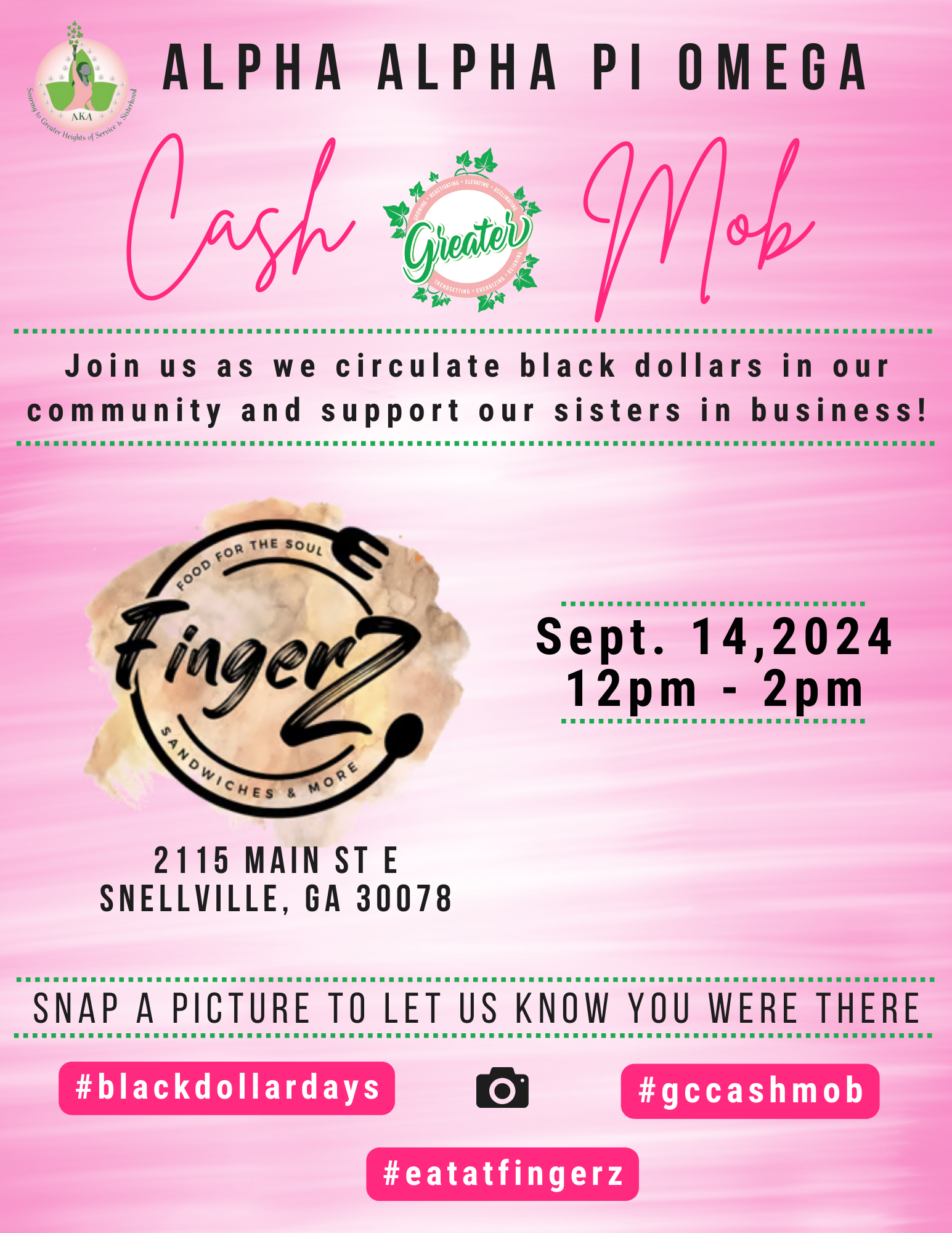 Cash Mob - Fingerz - Calendar - Alpha Alpha Pi Omega Chapter