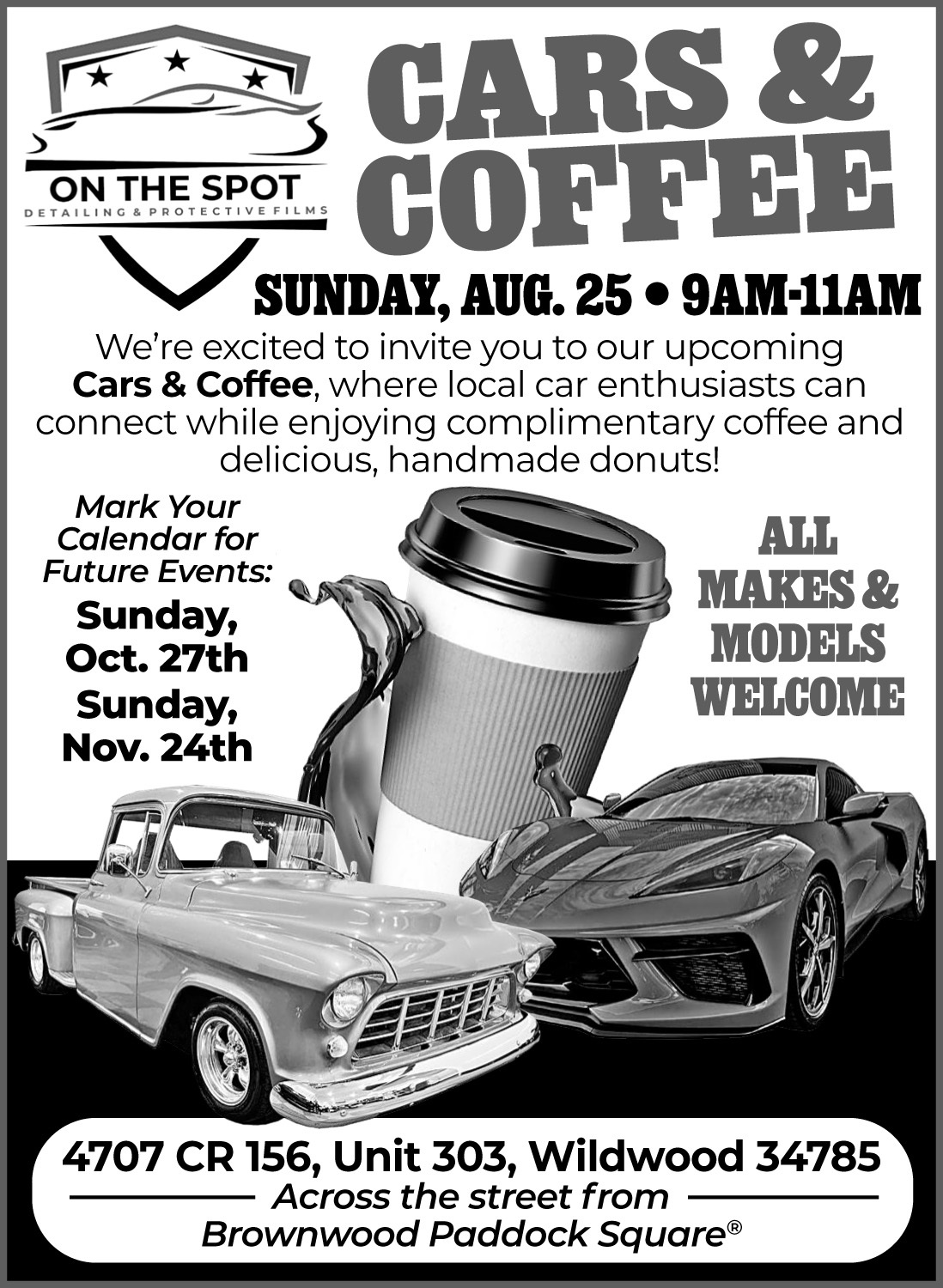 Cars and Coffee at On The Spot - Events - Village Vettes Corvette Club