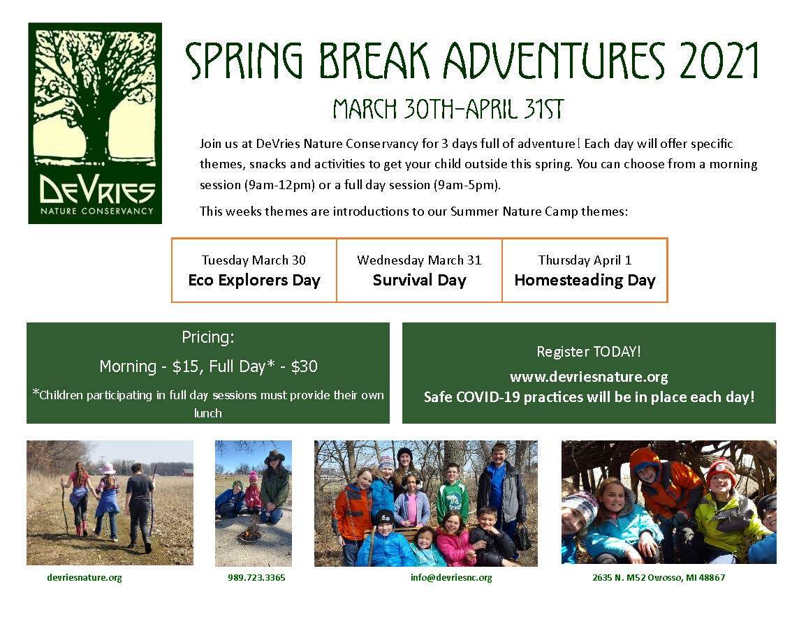 Spring Break Adventures - Events - DeVries Nature Conservancy
