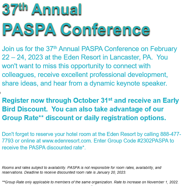 37th Annual PASPA Conference - Events - Pennsylvania Association of ...