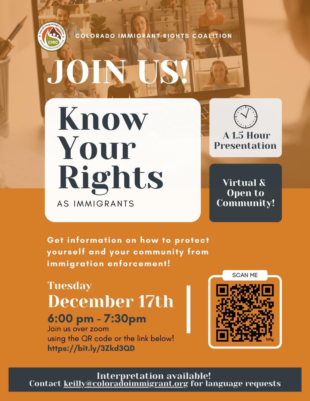 Colorado Immigrant Rights Coalition "Know Your Rights as Immigrants ...
