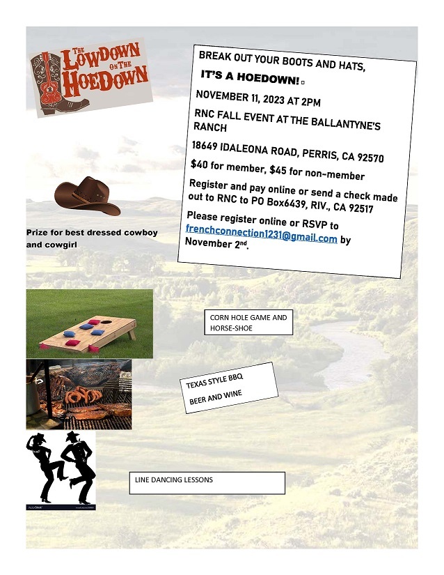 Fall Social - Hoedown! - Events - Riverside Newcomers and Neighbors Club