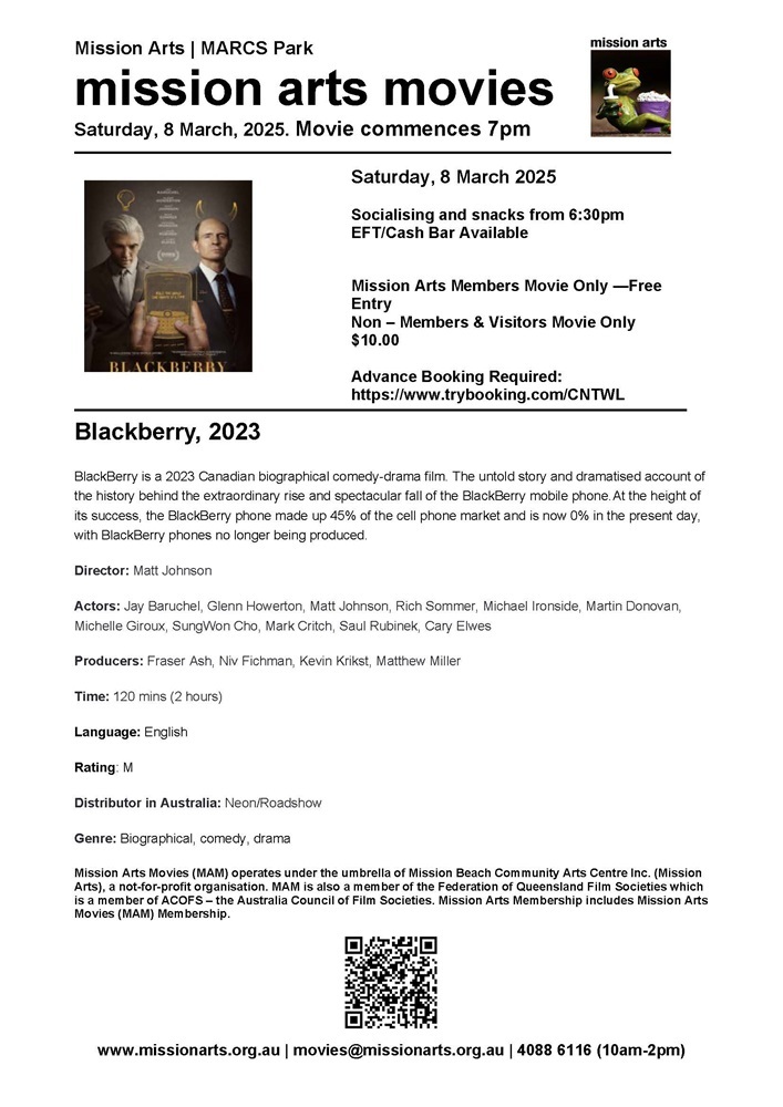 Mission Arts Movies Showing: "Blackberry" - Event Calendar - Mission Arts