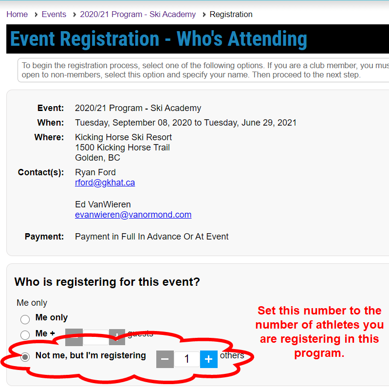 Event Registration – Activities lists yourself as a place holder for $0 ...