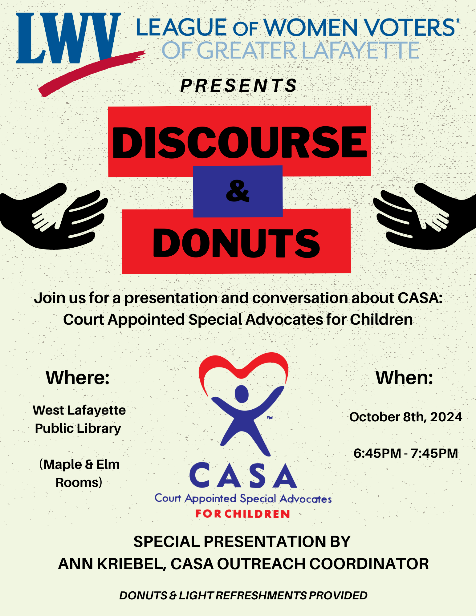 Discourse and Donuts - Events - League of Women Voters of Greater Lafayette