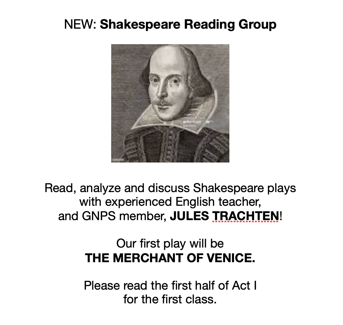Shakespeare Reading Group (Zoom) - Events - Good Neighbors of Park Slope