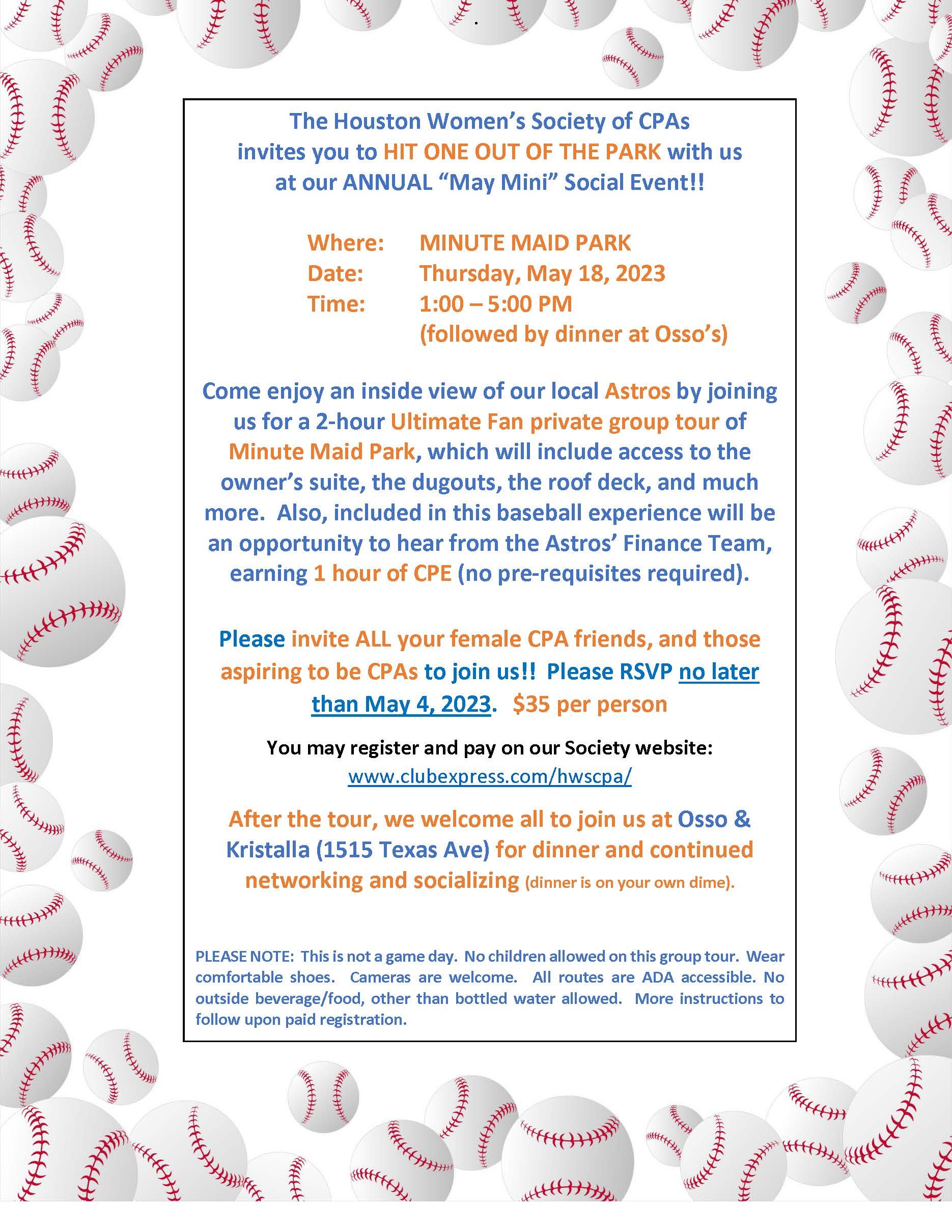 May Mini at Minute Maid Park - Events - Houston Women's Society of ...