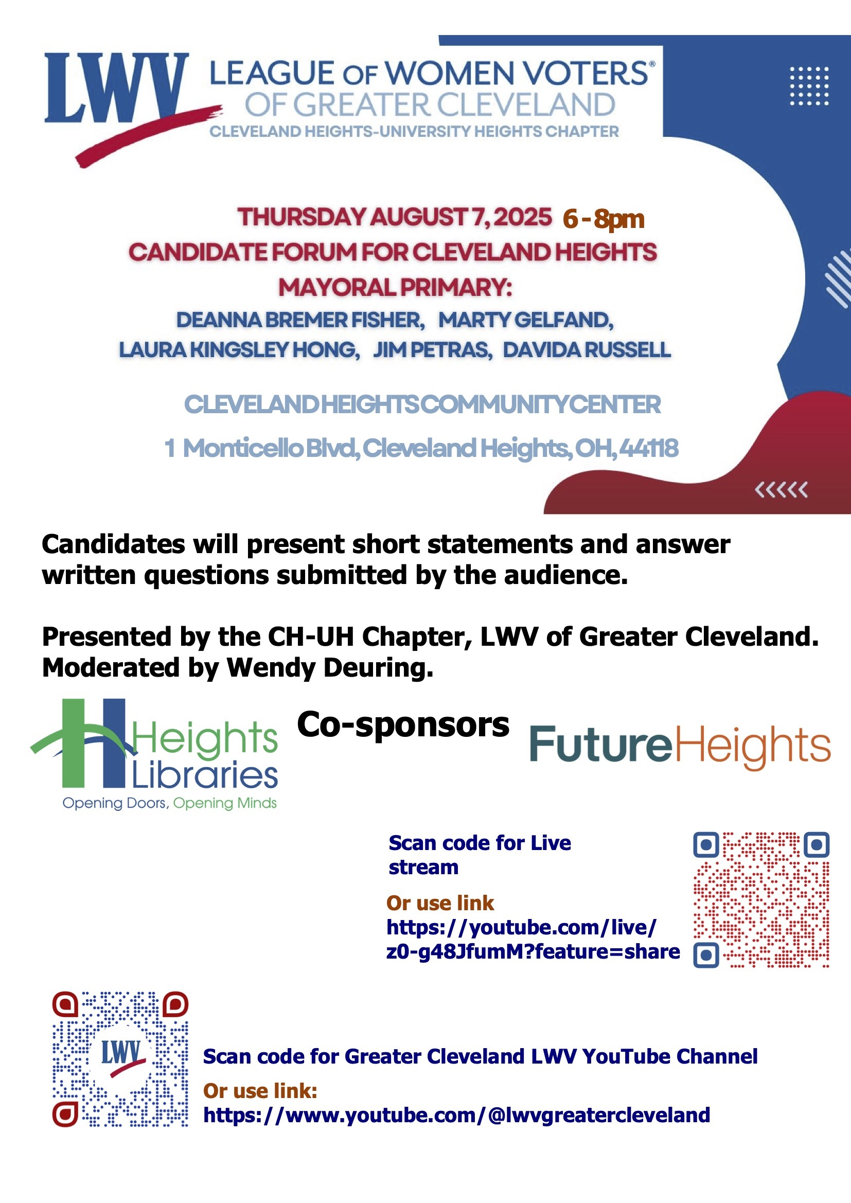 Candidate Forum for Cleveland Heights Mayoral Primary - Events - League ...