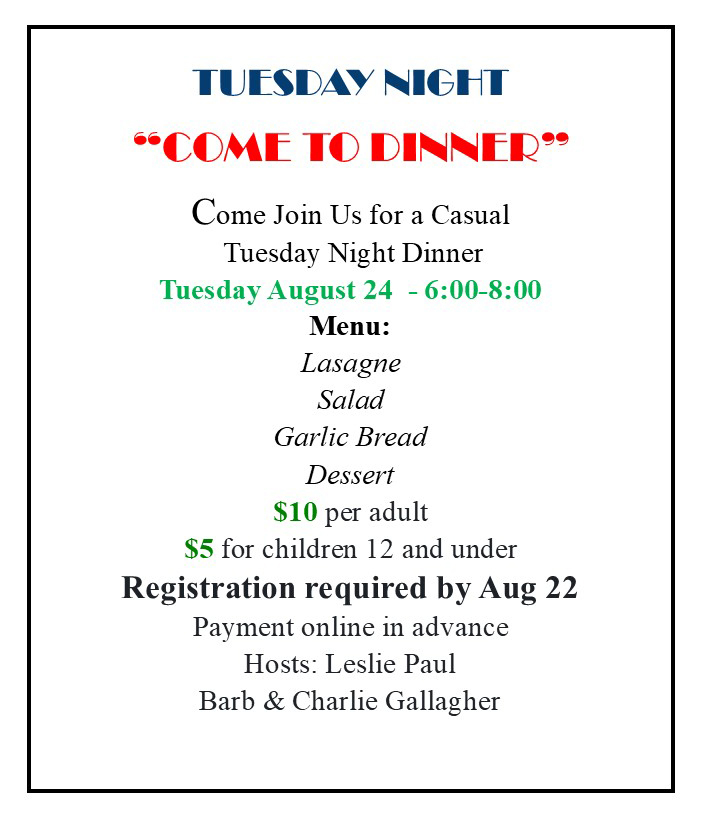 Come for Dinner - No Cook Tuesday - Events - Diamond Lake Yacht Club