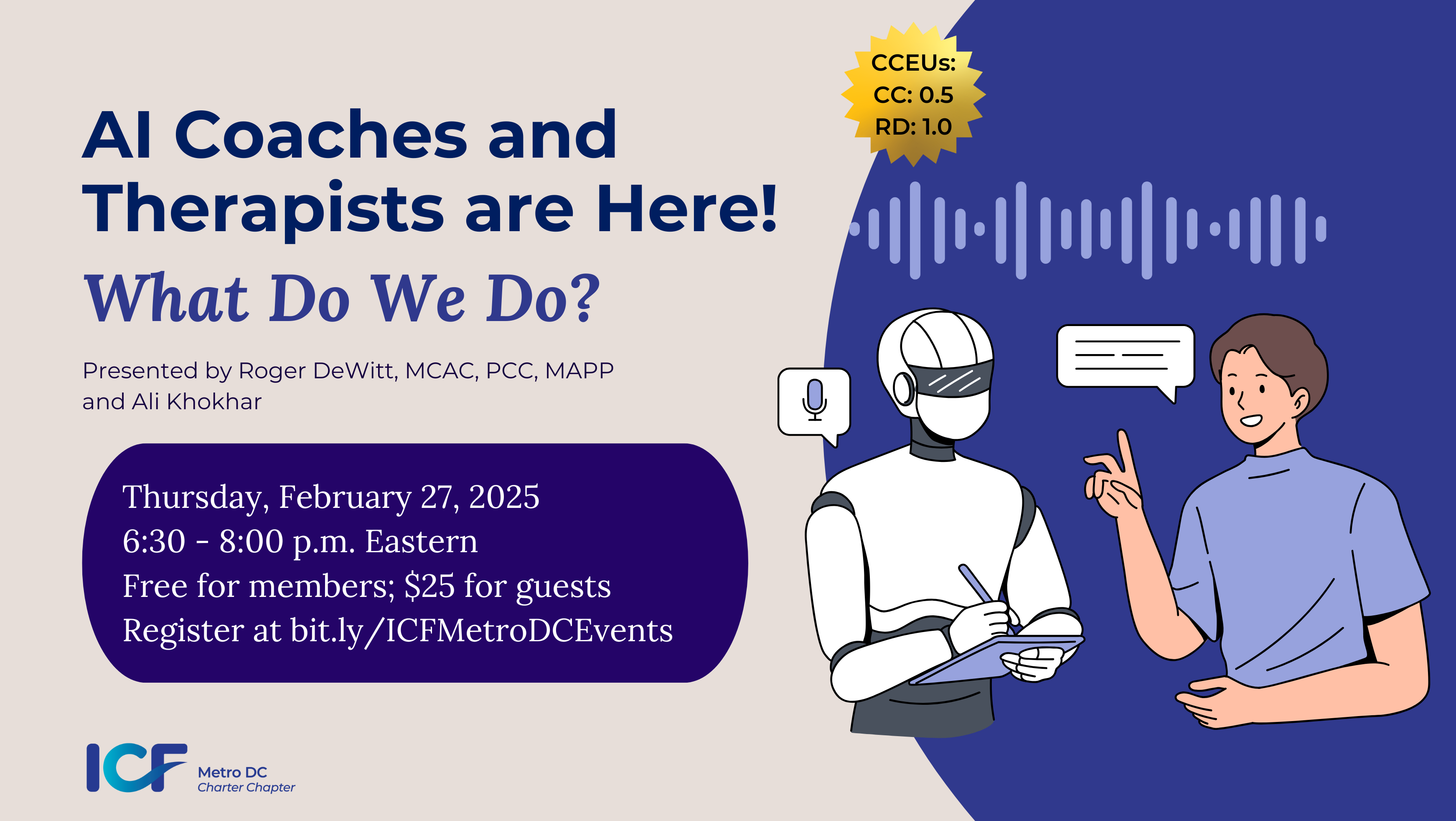 AI Coaches and Therapists are Here! What do we do? - Events - ICF Metro DC