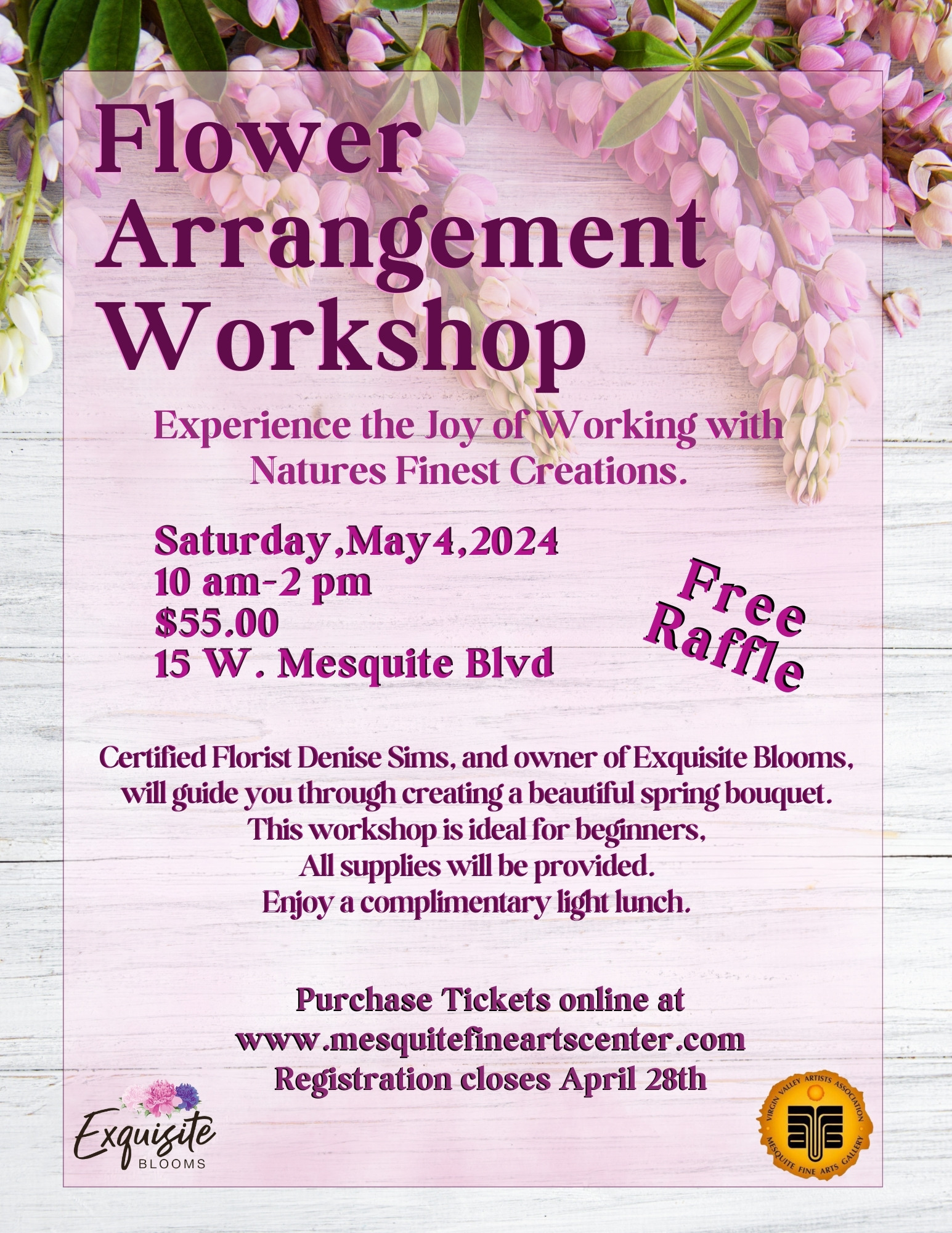 Exquisite Blooms - Floral Arrangement Workshop - Events Calendar - Virgin Valley Artists Association