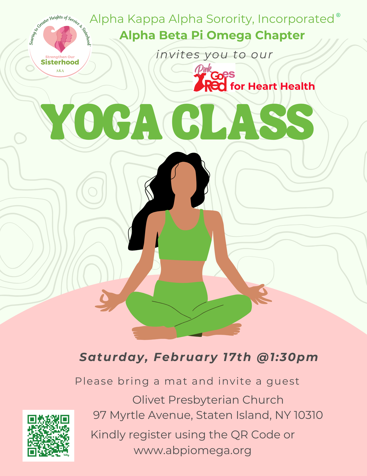 Pink Goes Red -Yoga class - Events - AKA - Alpha Beta Pi Omega Chapter