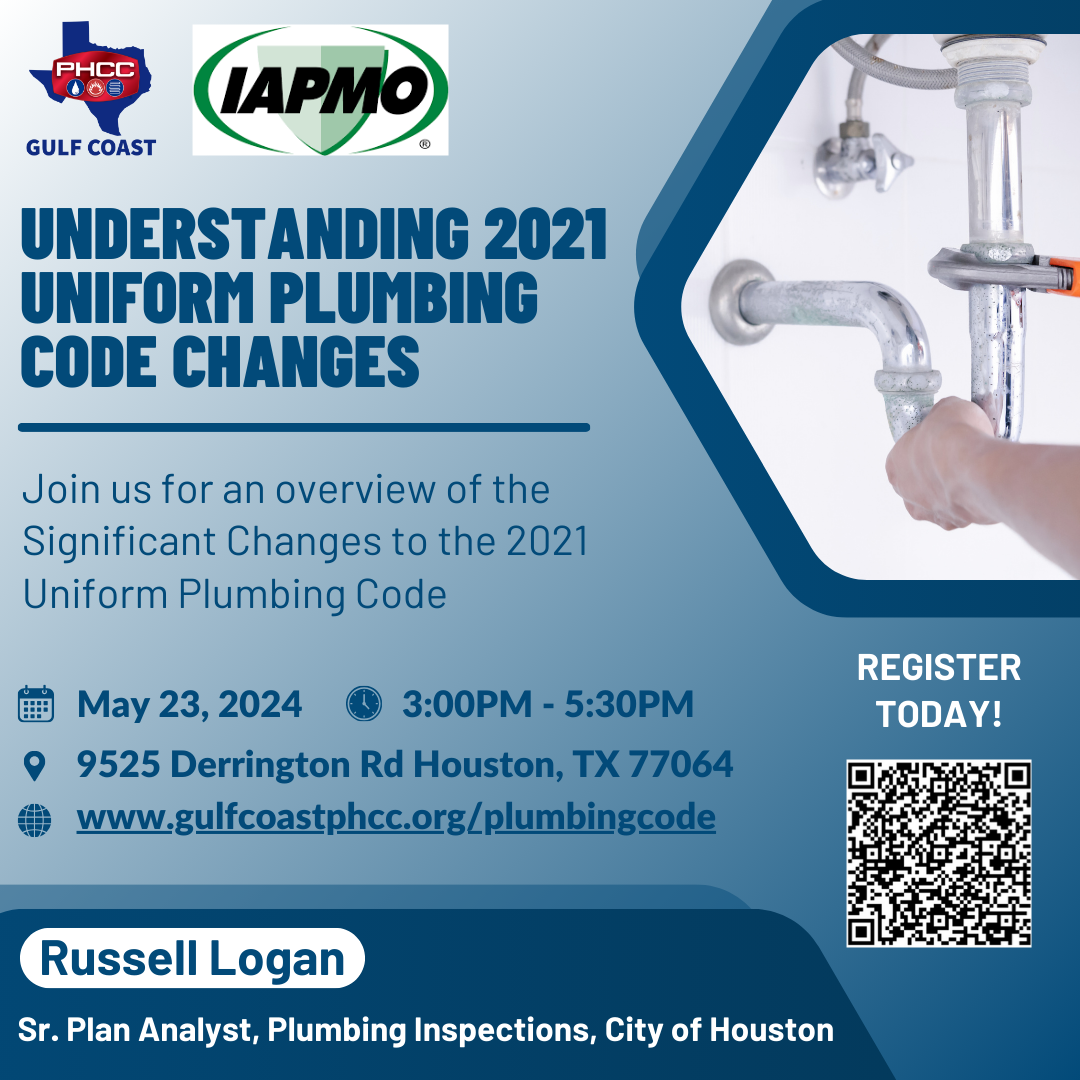 Understanding 2021 Uniform Plumbing Code Changes - Events - Gulf Coast PHCC