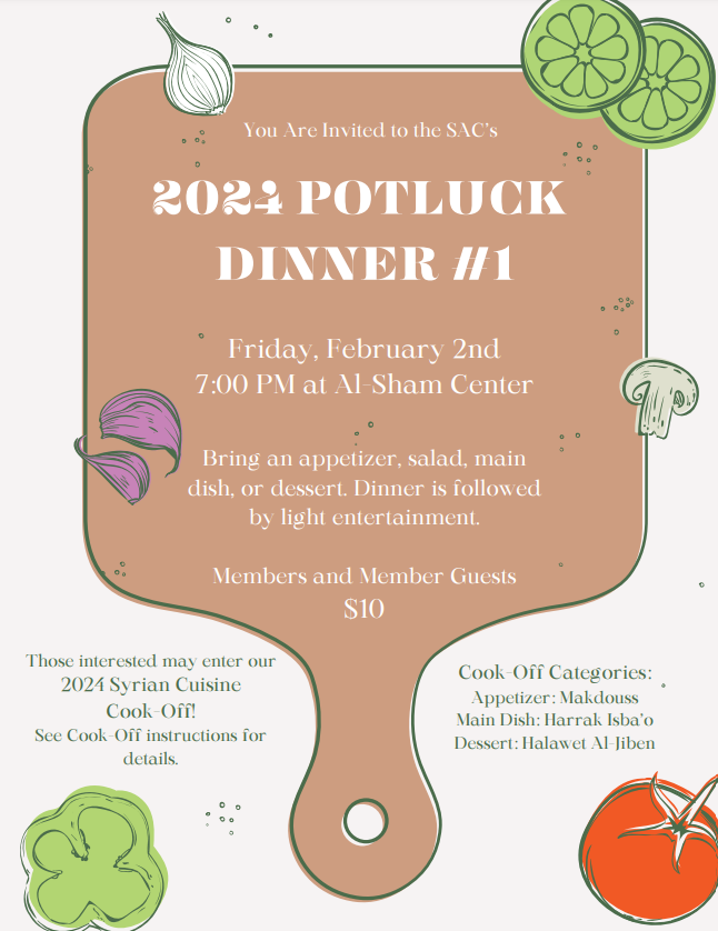 2024 Potluck Dinner #1 - Events - Syrian American Club, Inc.
