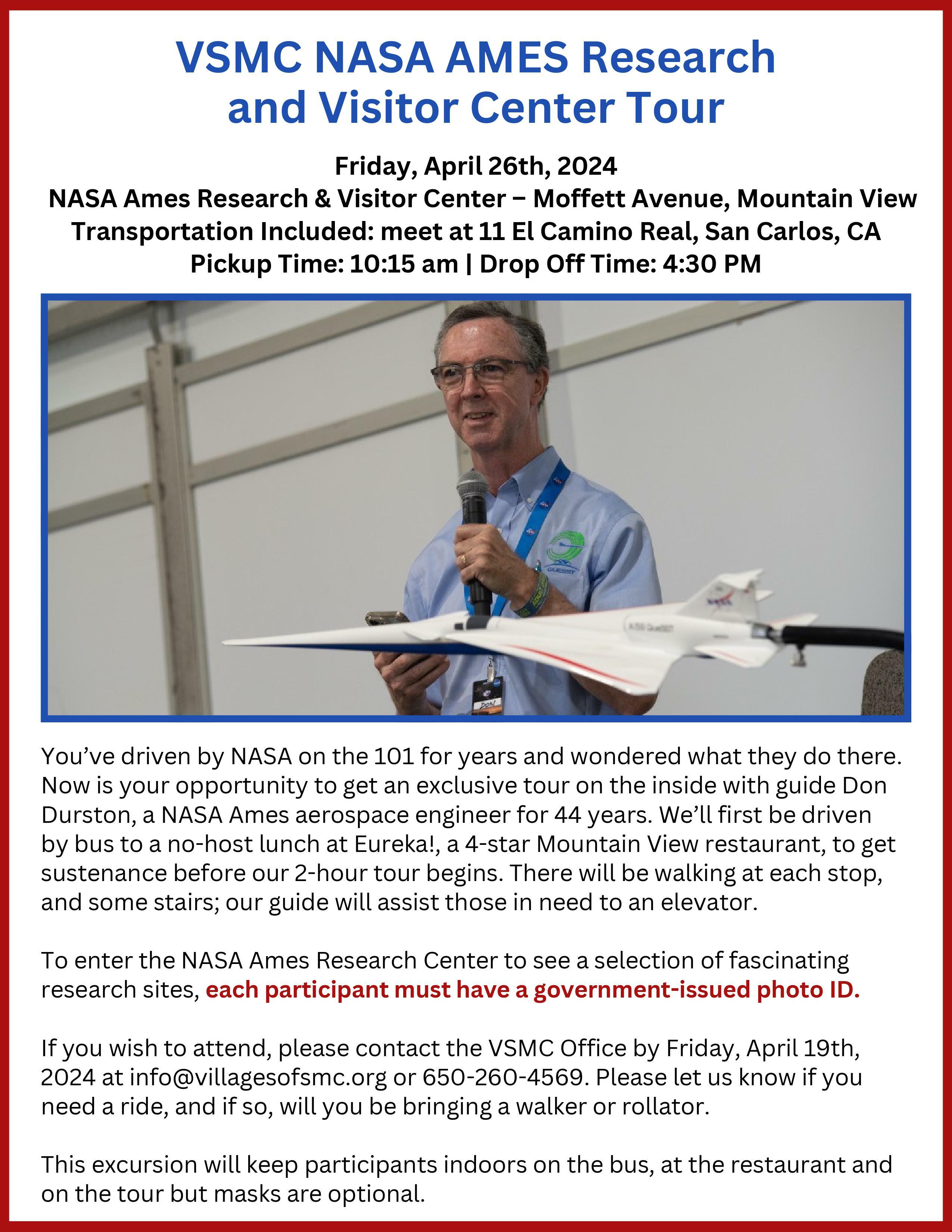 VSMC NASA AMES Research and Visitor Center Tour - Events - Villages of ...