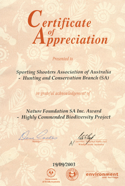Recognitions - Conservation and Wildlife Management (SA) Inc