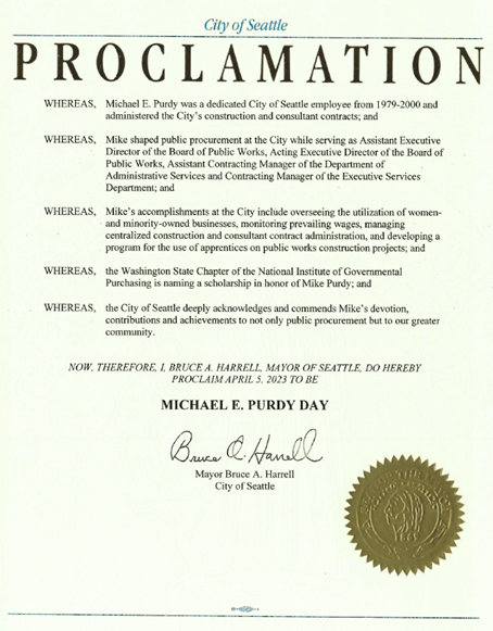 2023 Mike Purdy Scholarship - Washington State Chapter of NIGP