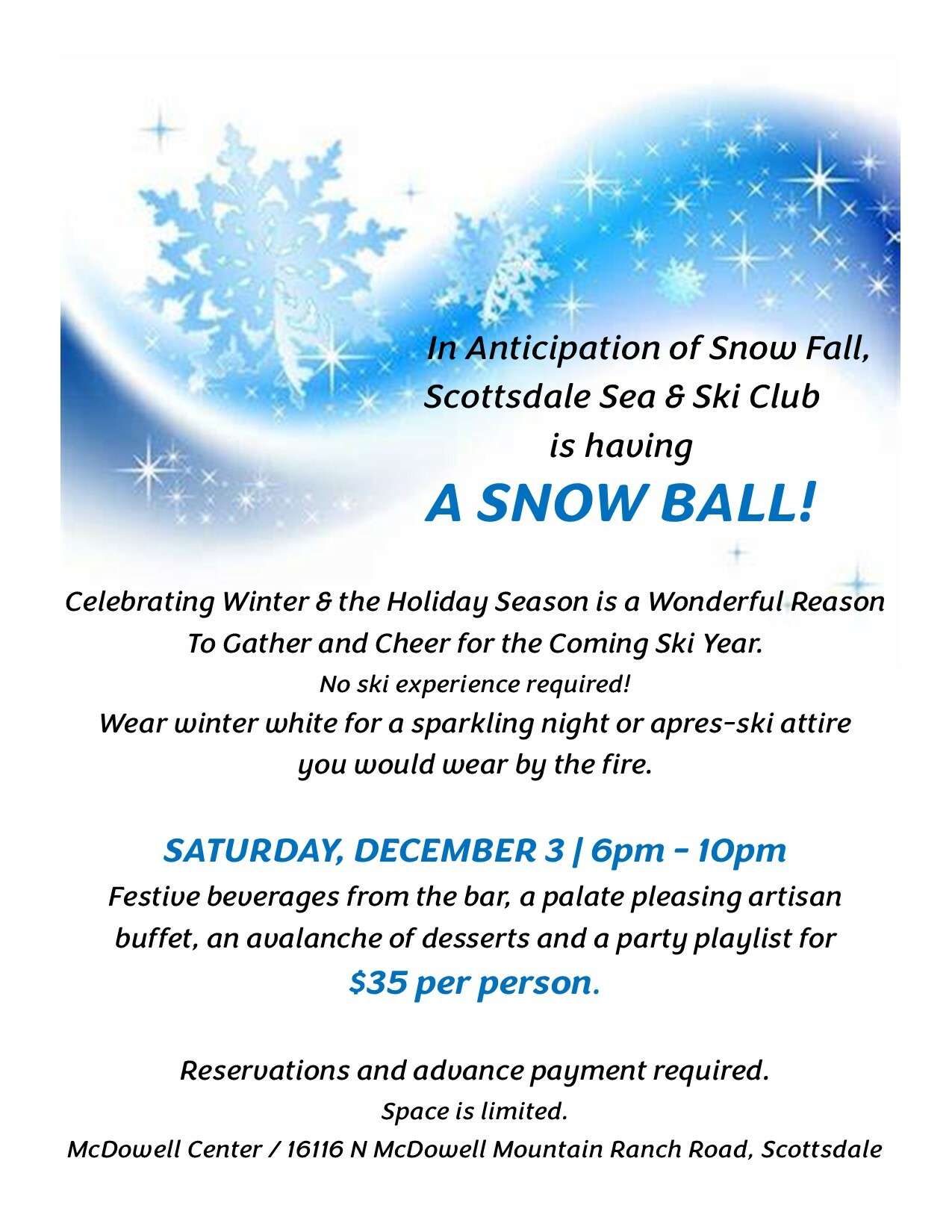 SSSC HOLIDAY PARTY: IT'S A SNOW BALL! - Events - Scottsdale Sea and Ski ...