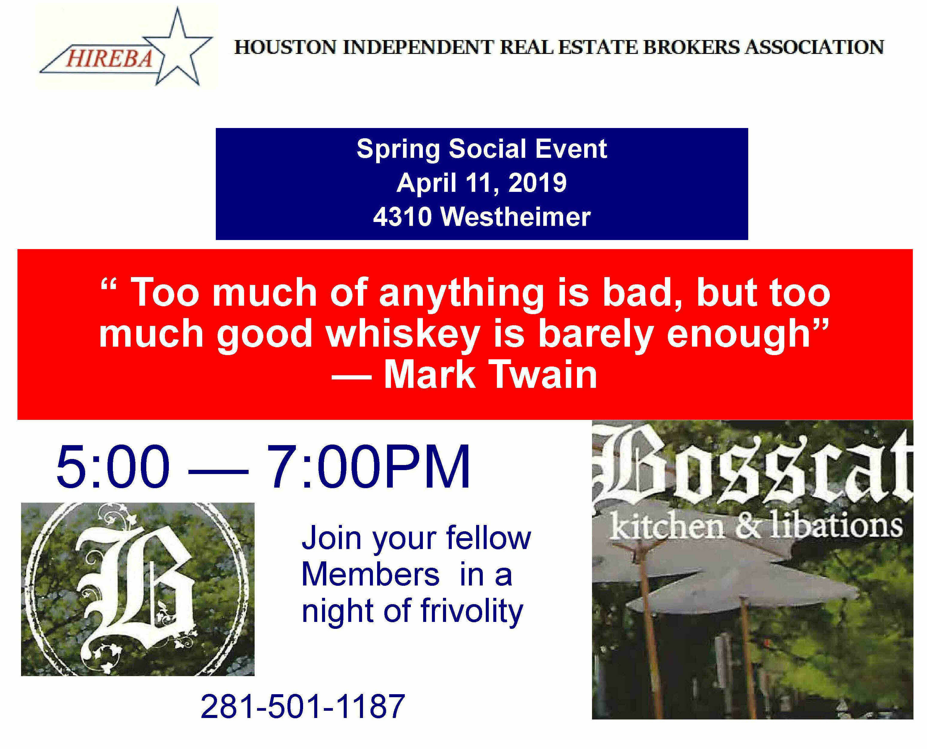 SPRING SOCIAL EVENT - Bosscat - 4310 Westheimer - Events - HIREBA