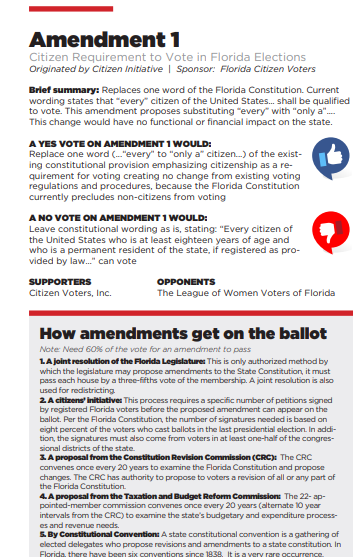 Amendments Guide: CRC and FL Constitution Ballot - League of Women ...