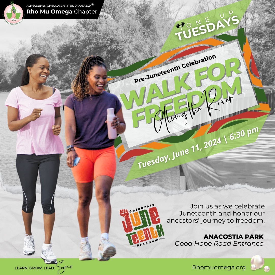 Tone Up Tuesday - A Walk for Freedom Along the River - Events - Rho Mu ...