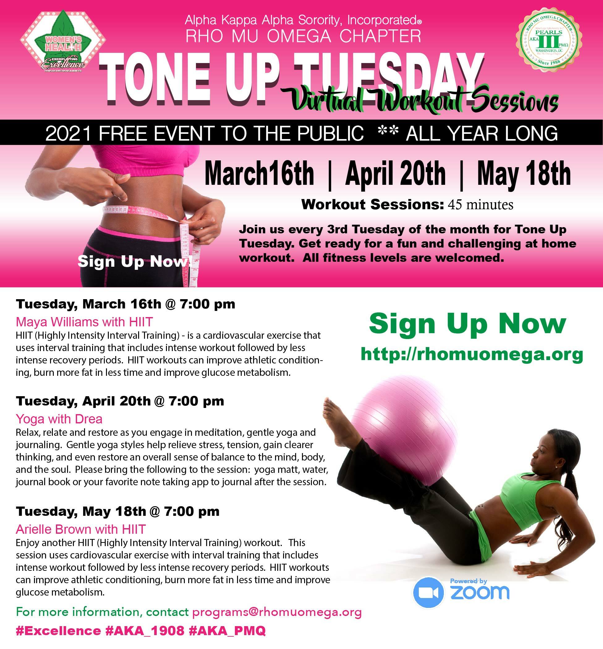 Tone-Up Tuesdays!- Yoga - Events - Rho Mu Omega Chapter of AKA