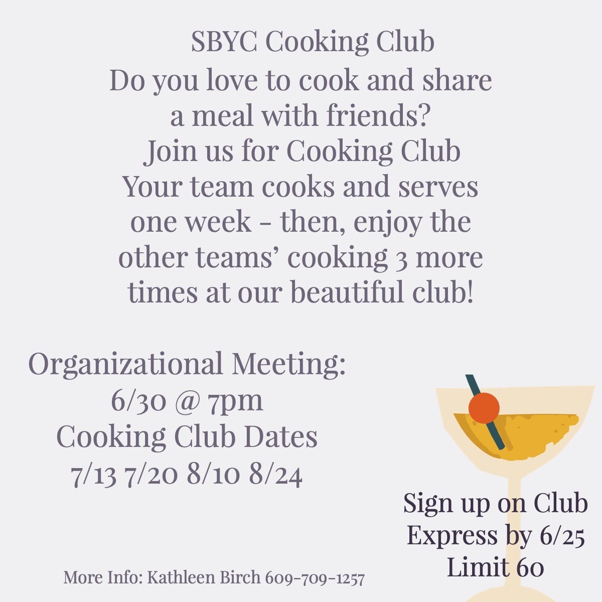 Organizational Meeting of SBYC Members only Cooking Club - Events ...
