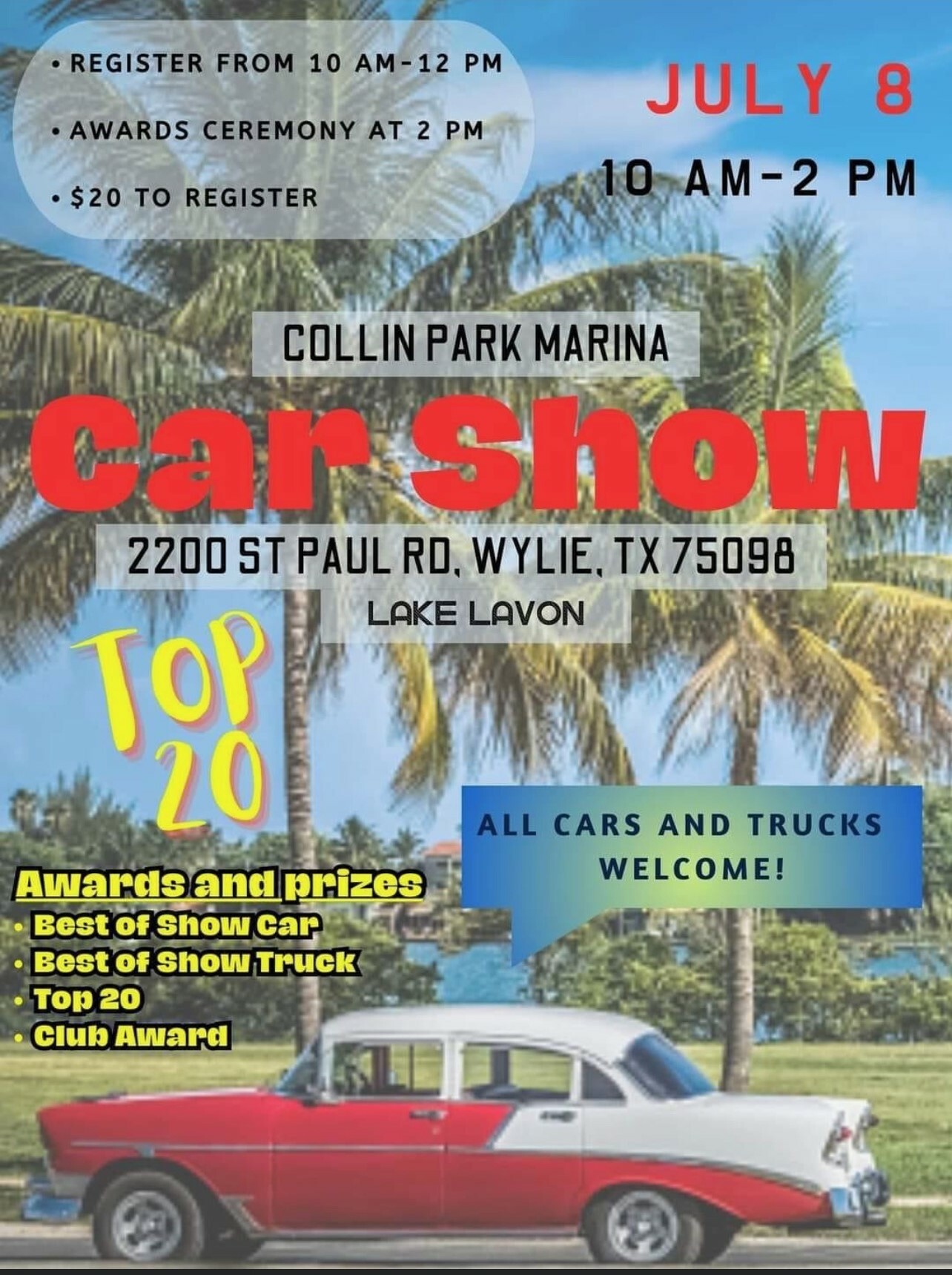 Collin Park Marina Car Show - Events - Lone Star Corvette Club