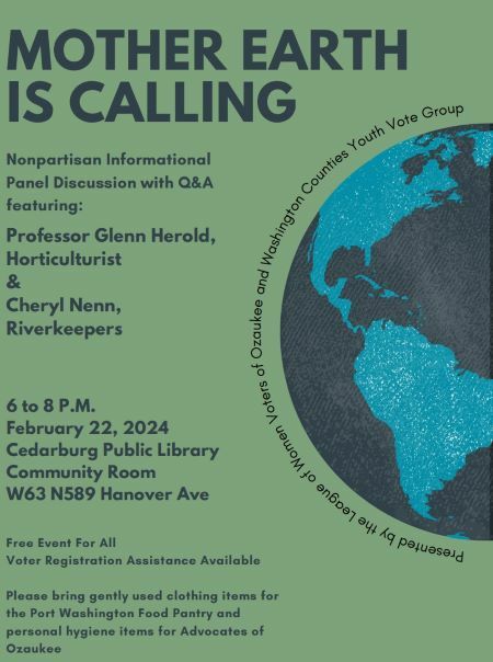 Mother Earth is Calling - Events - League of Women Voters Ozaukee & Washington Counties