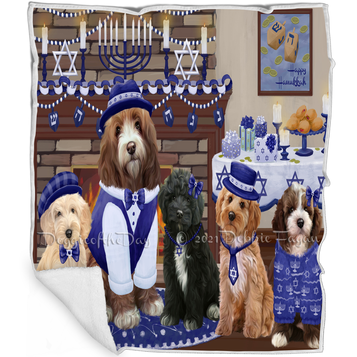 Hanukkah Family Dog Cat Pet Warm and cozy Sherpa Warm Soft Bedroom ...