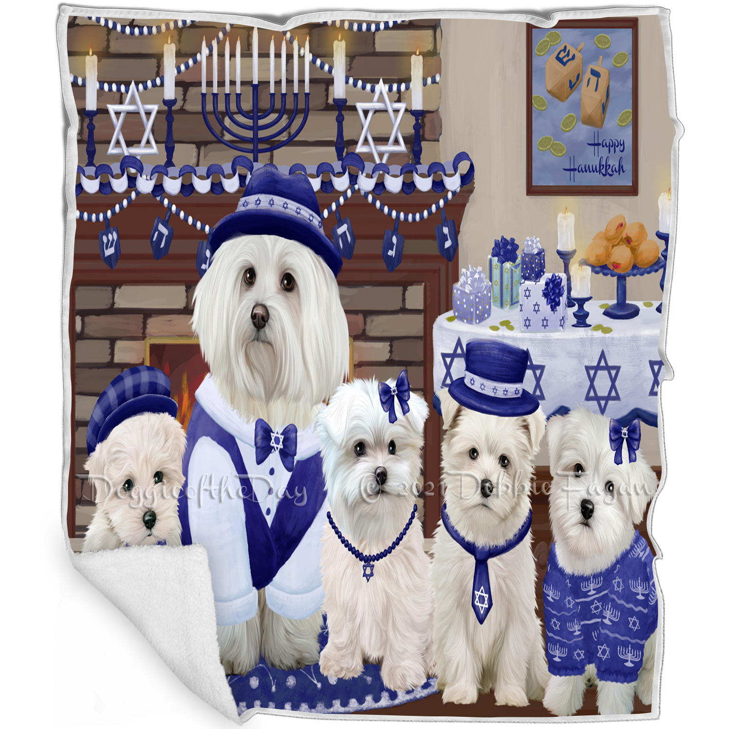 Hanukkah Family Dog Cat Pet Warm and cozy Sherpa Warm Soft Bedroom ...