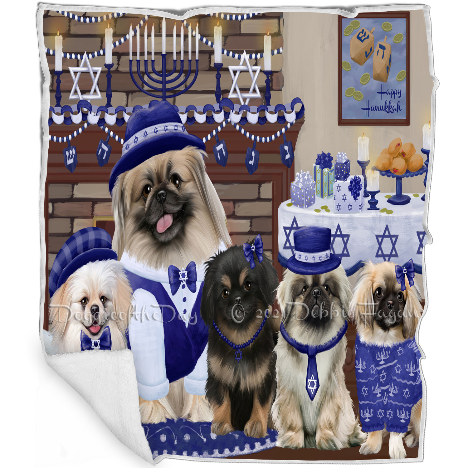 Hanukkah Family Dog Cat Pet Warm and cozy Sherpa Warm Soft Bedroom ...